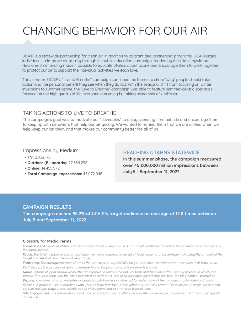 #LiveToBreathe UCAIR's 2022 Summer Report - UCAIR